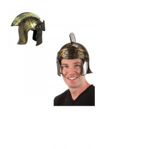 Roman Helmet Hat - Plastic Costume Brushed Gold - Cappel's