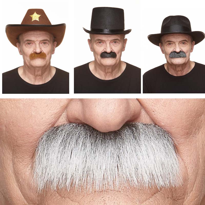 Grandpa Mustache Black Brown or Gray - Cappel's
