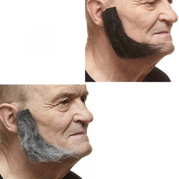 Costume L-Shaped Mutton Chop Sideburns - Black or Black-Gray - Cappel's