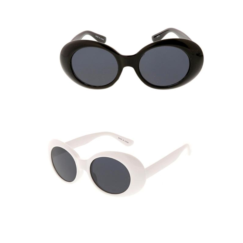 Buy Oval Lens Solid Color Sunglasses Black or White - Cappel's