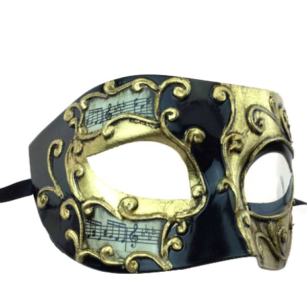 Costume Venetian Half Mask w Musical Notes - Cappel's