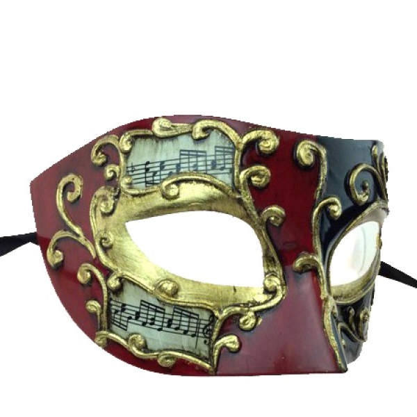 Costume Venetian Half Mask w Musical Notes - Cappel's