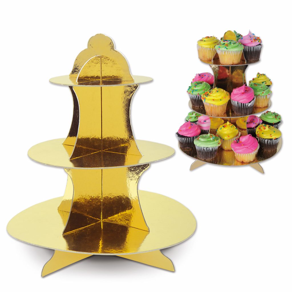 Buy 3 Tier Metallic Gold Cardboard Cupcake Stand - Cappel's