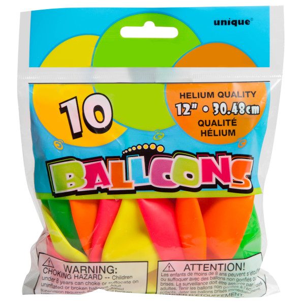 Buy Neon Balloons Assorted 12 Inch Latex 10 Per Pack - Cappel's