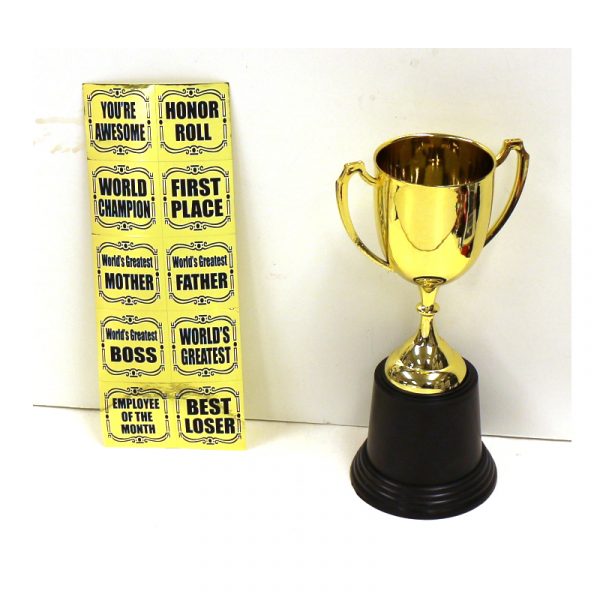 8 1/2 Inch Plastic Award Trophy w Stickers - Cappel's