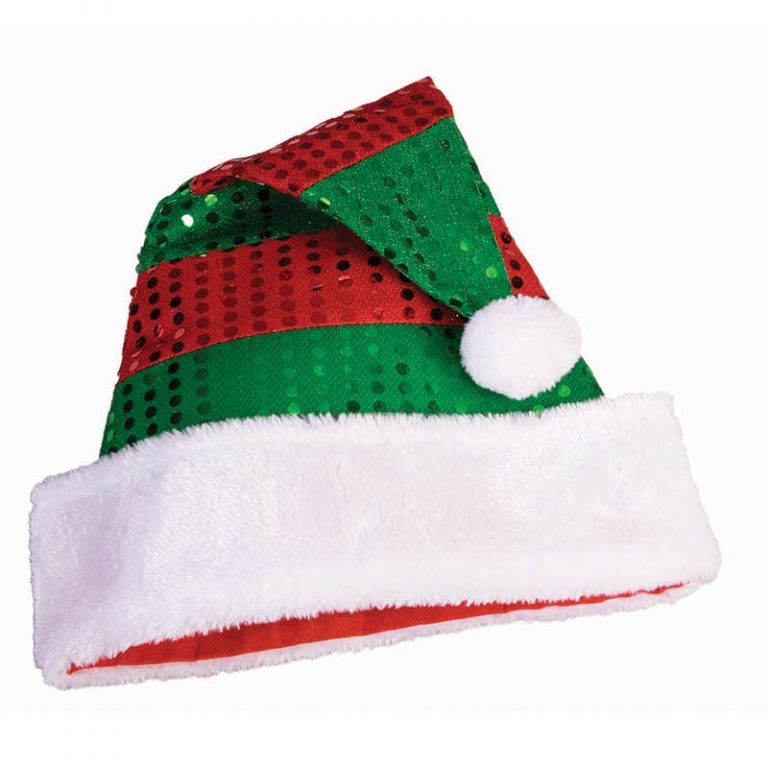 Sequin Striped Fabric Santa Hat - Cappel's