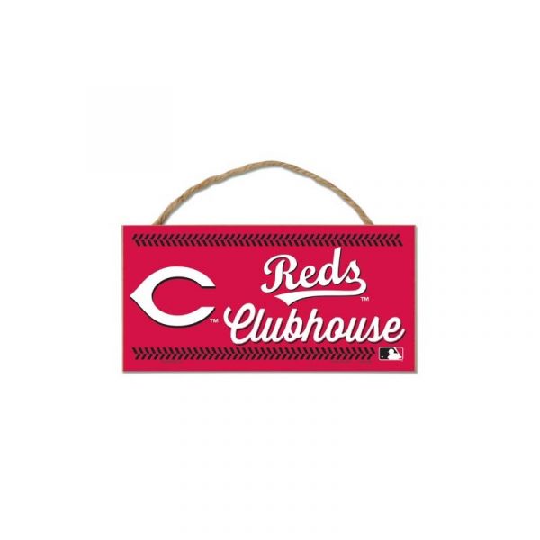5 Inch x 10 Inch Cincinnati Reds Clubhouse Wood Sign - Cappel's