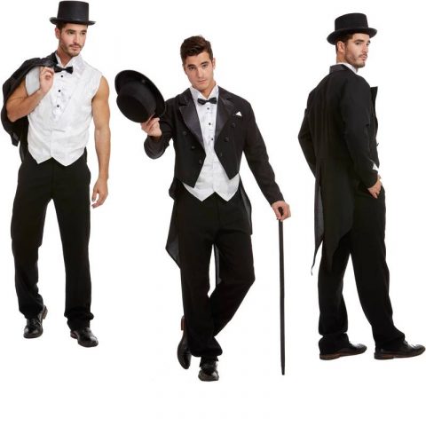 Gatsby Men's Black Tailcoat n Swoop Vest - Cappel's