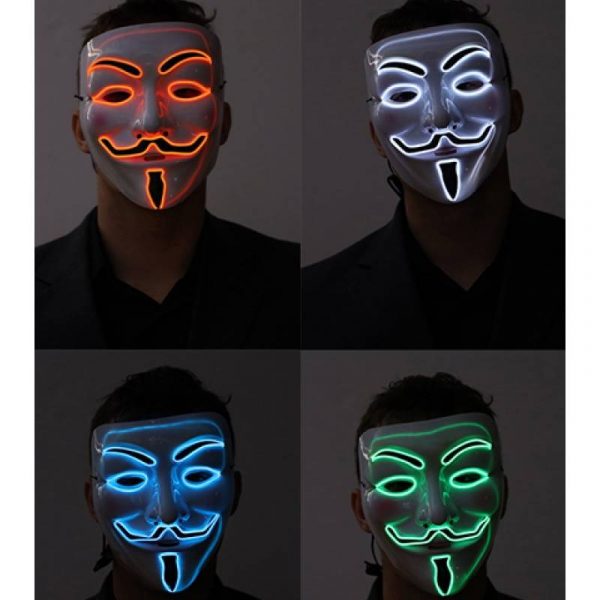 Neon Light-Up V for Vendetta Masks Adult Teen Size - Cappel's