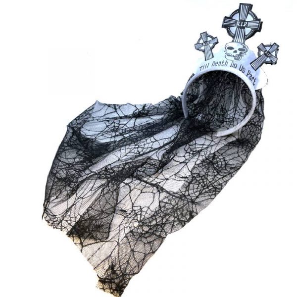 Death Bride Headband Tiara w Veil - Cappel's