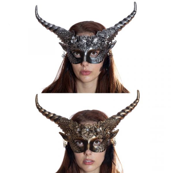 Horned Venetian Mask Gold or Silver - Cappel's