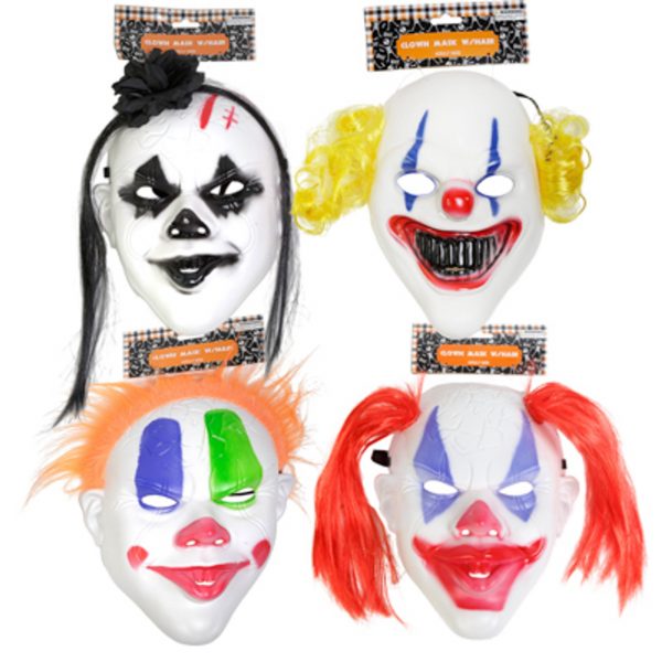 Plastic Scary Clown Mask w Hair - Cappel's