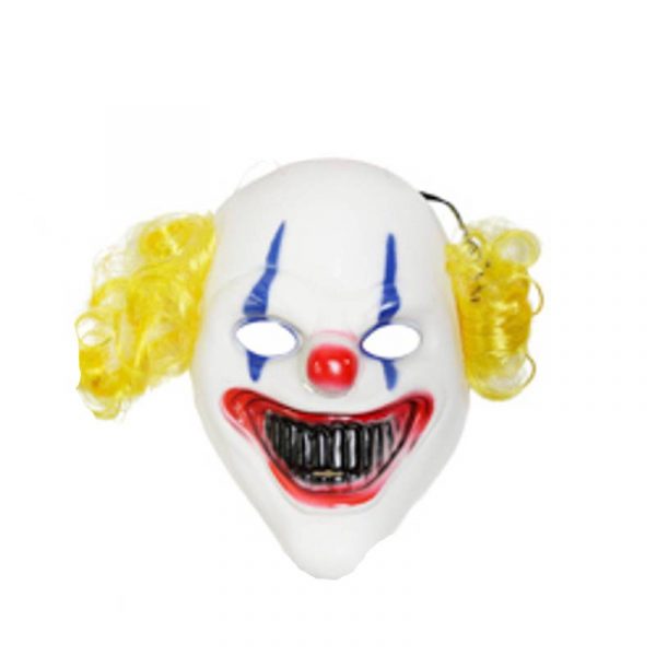 Plastic Scary Clown Mask w Hair - Cappel's