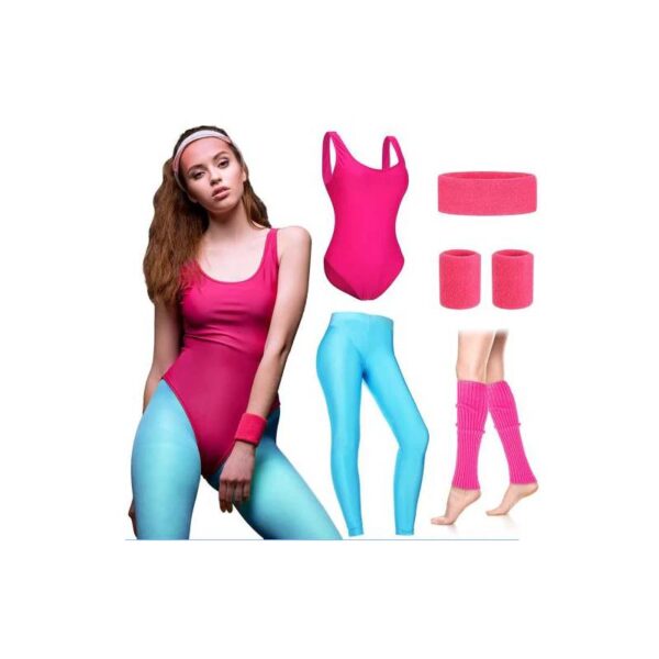 80's Lady's Workout Costume - Pink/Blue - Cappel's